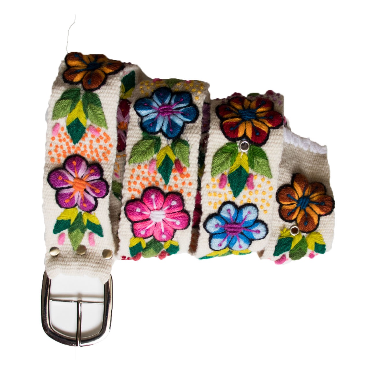 In Bloom Embroidered Peruvian Belt from Alpaca Wool