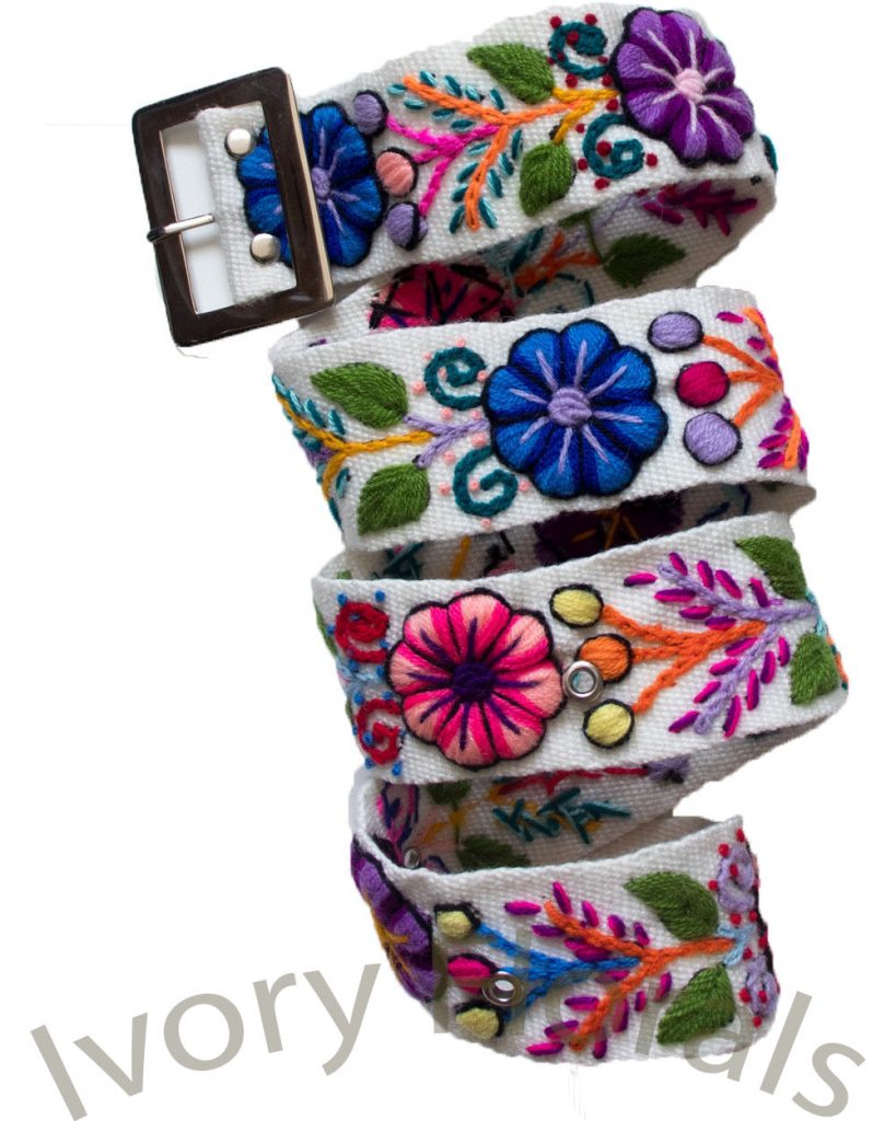 In Bloom Embroidered Peruvian Belt from Alpaca Wool