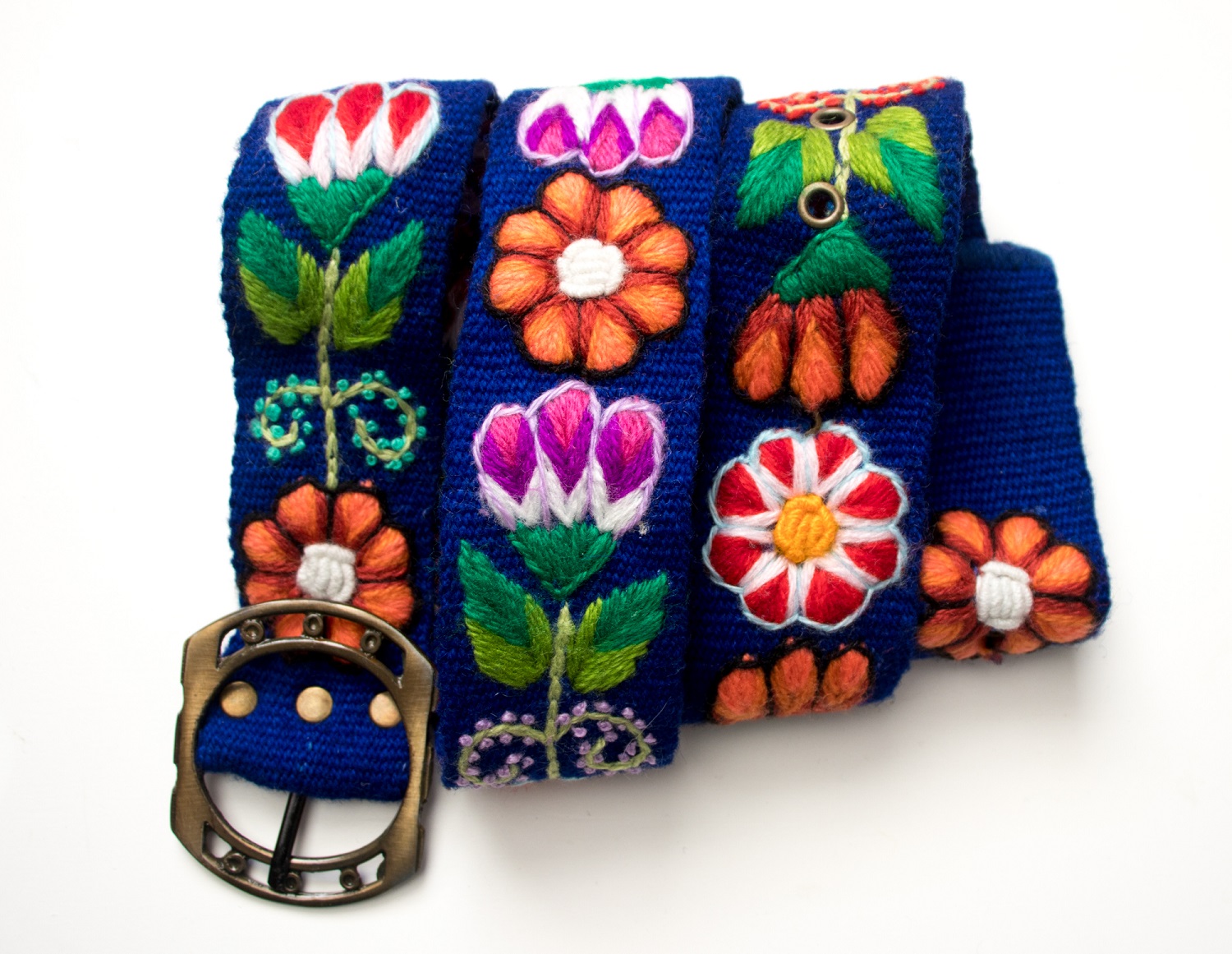 In Bloom Embroidered Peruvian Belt from Alpaca Wool