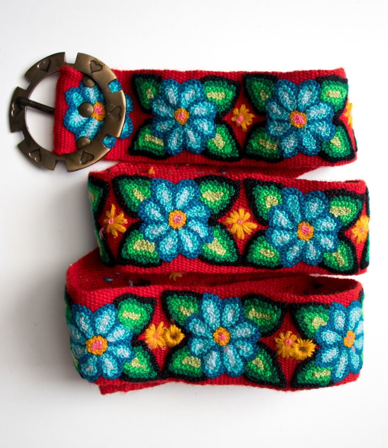 In Bloom Embroidered Peruvian Belt from Alpaca Wool